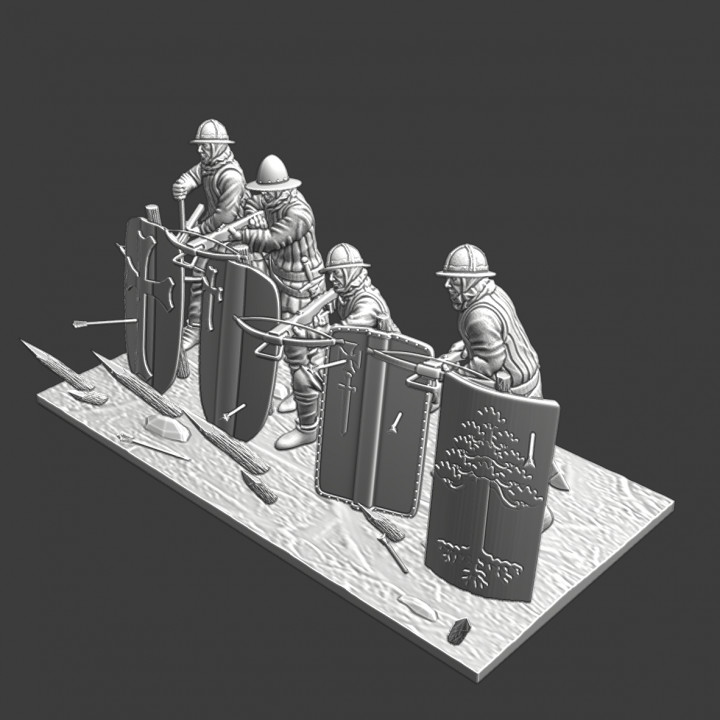 3D Printable Medieval Crossbowmen - Small set with base by Northern ...