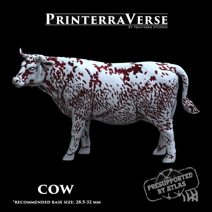 3D Printable 004 ANIMAL Dairy Cow by Printerra Studios