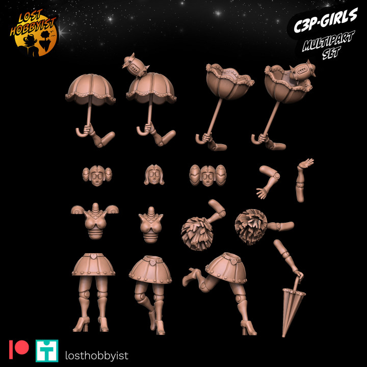 3D Printable 3CP-Girls Multipart Set by Lost Hobbyist