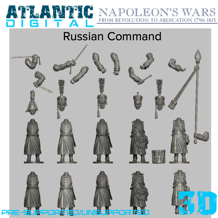 3D Printable Russian Command (Greatcoats) by Wargames Atlantic