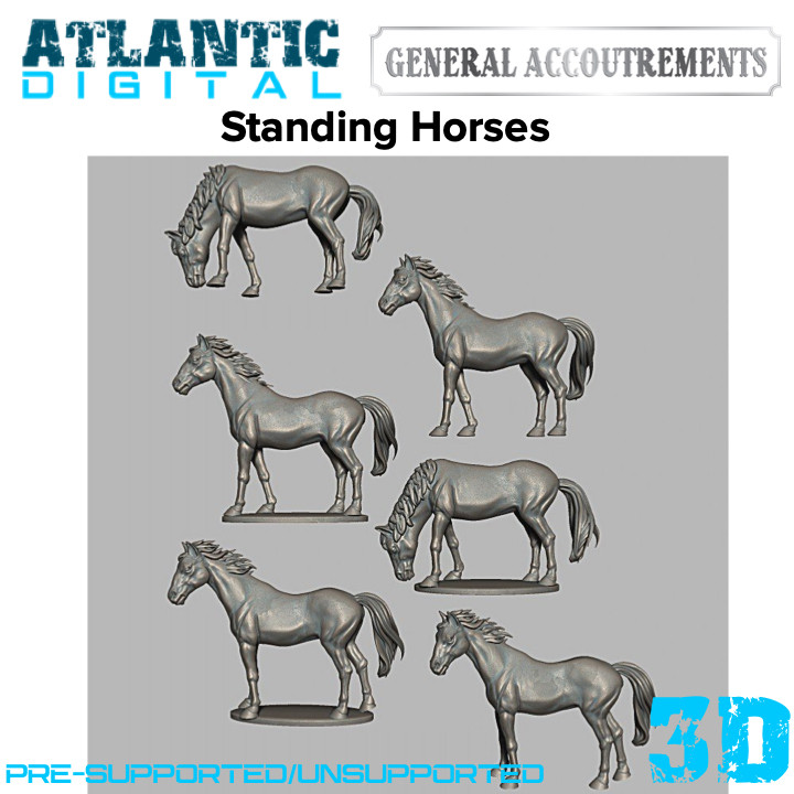 3D Printable Standing Horses by Wargames Atlantic