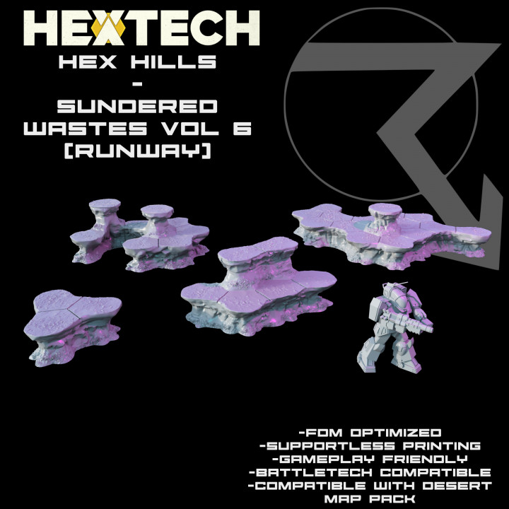 3D Printable HEXTECH - Hex Hills - Desert Map Pack (Battletech ...