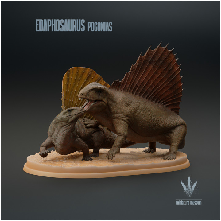 3D Printable Edaphosaurus pogonias : Dimetrodon Attack by Miniature Museum