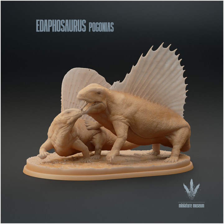 3D Printable Edaphosaurus pogonias : Dimetrodon Attack by Miniature Museum