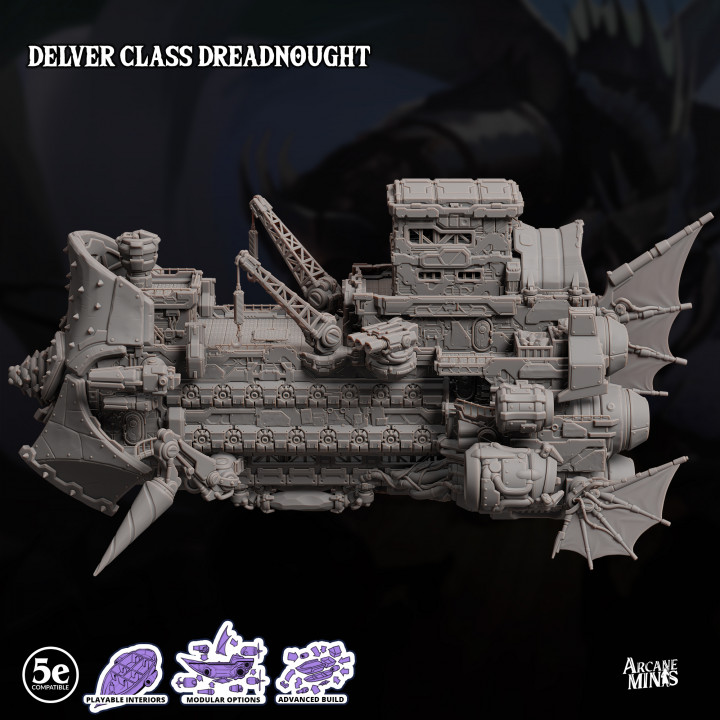 3D Printable Airship - Delver Class Dreadnought by Sordane Publishing
