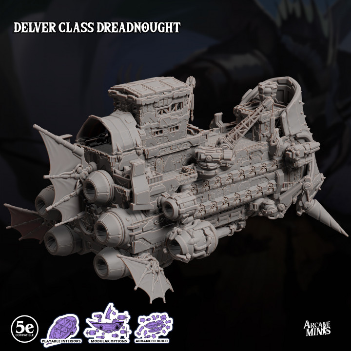 3D Printable Airship - Delver Class Dreadnought by Sordane Publishing