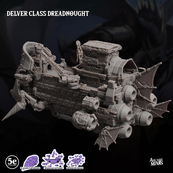 3D Printable Airship - Delver Class Dreadnought by Sordane Publishing