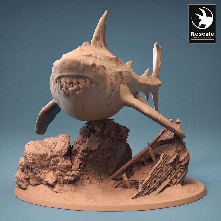 3D Printable Megalodon Swim by Rescale Miniatures