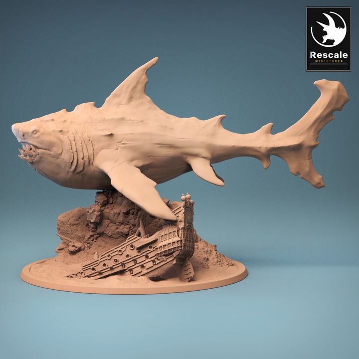 3D Printable Megalodon Swim by Rescale Miniatures