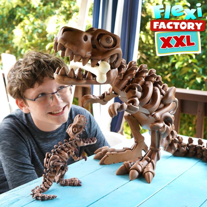 3D Printable Flexi Factory Skeleton T-Rex with 3MF and XXL Versions ...