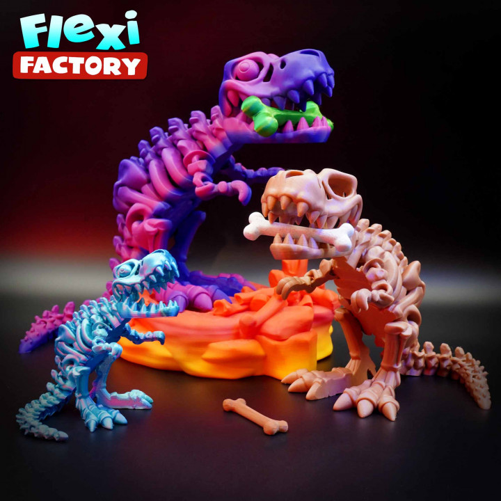 3D Printable Flexi Factory Skeleton T-Rex with 3MF and XXL Versions ...