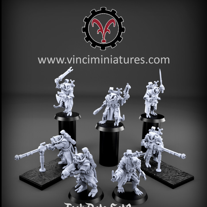 3D Printable DARK FUTURE TECH RATS SET 3 by vinciminiatures