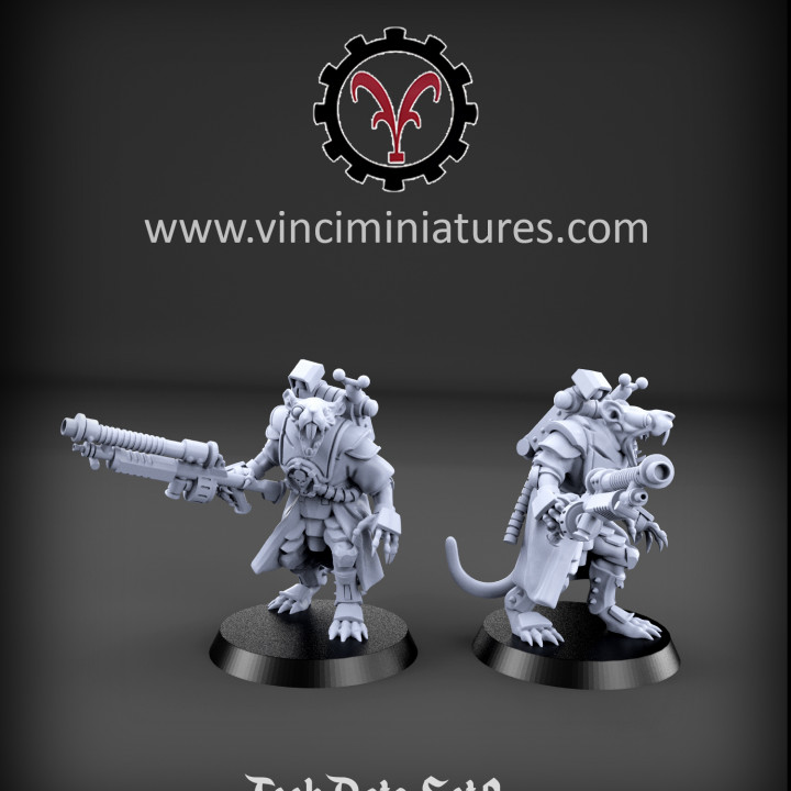 3D Printable DARK FUTURE TECH RATS SET 3 by vinciminiatures
