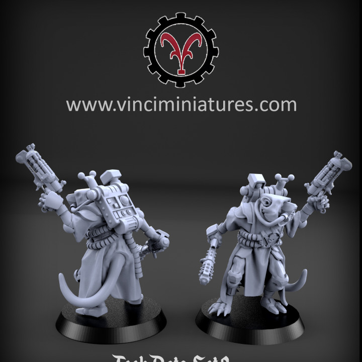 3D Printable DARK FUTURE TECH RATS SET 3 by vinciminiatures