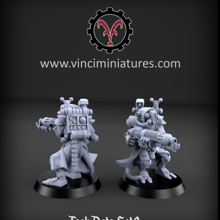 3D Printable DARK FUTURE TECH RATS SET 3 by vinciminiatures