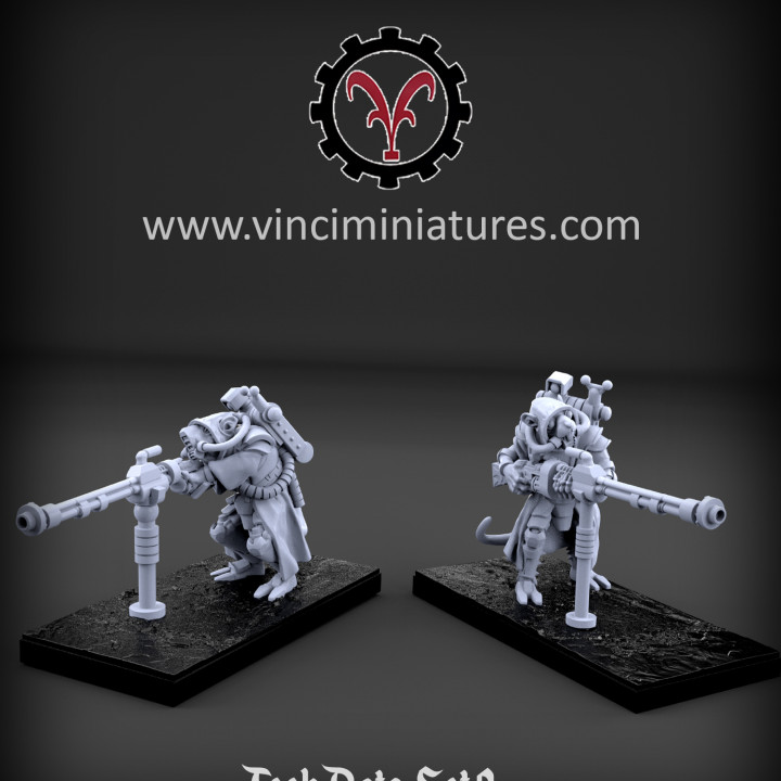 3D Printable DARK FUTURE TECH RATS SET 3 by vinciminiatures