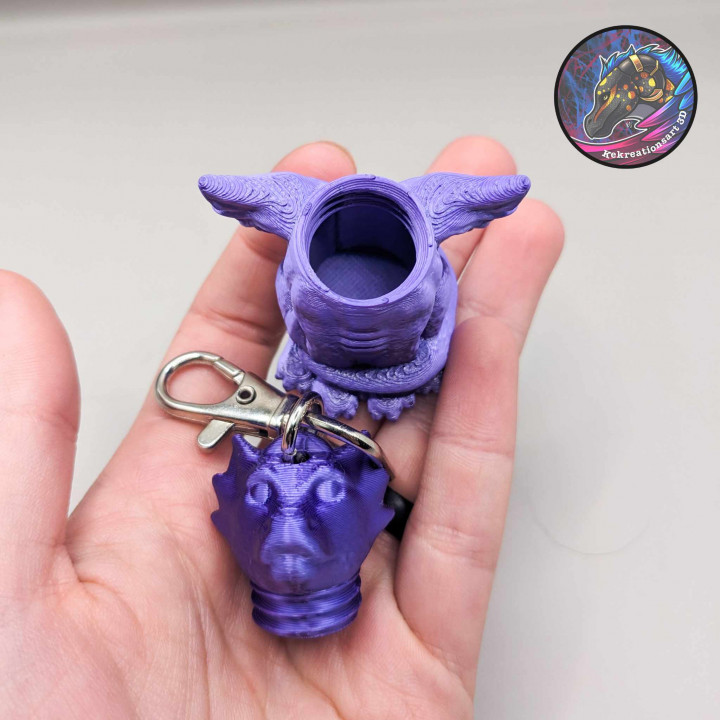 3D Printable Dragon Keychain Container by Kirsten M