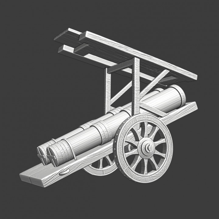 3D Printable Medieval double cannon with protection by Northern Crusades Miniatures