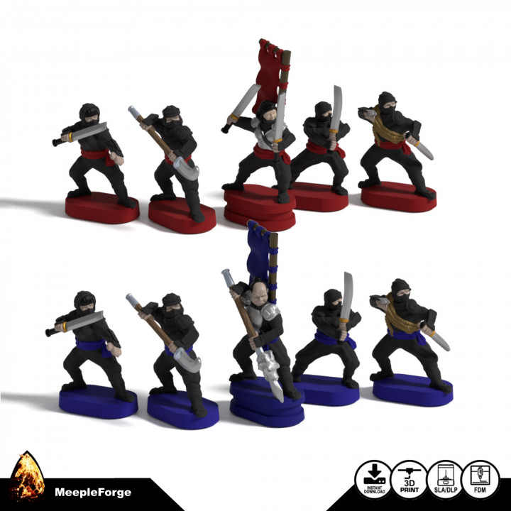 3D Printable Ninja's 32mm scale by Andy at MeepleForge