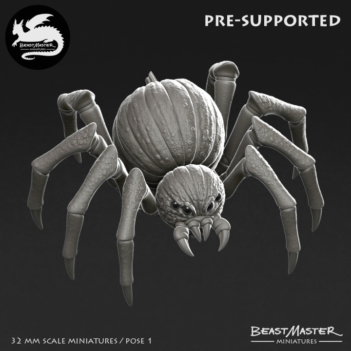 3D Printable Pumpkin Spider Pack - Pre-supported - 5 models by BeastMaster Miniatures