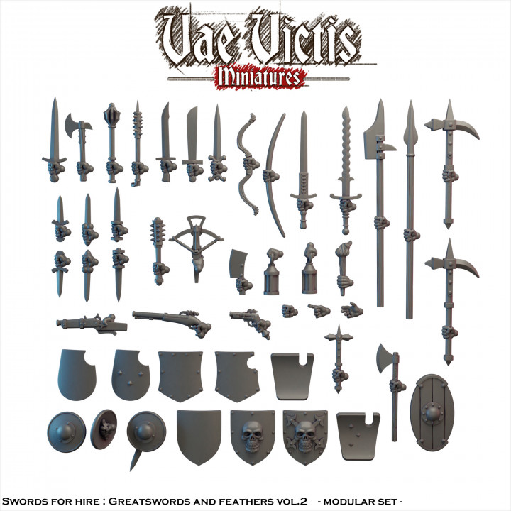 3D Printable Modular Swords for hire : Greatswords and feathers Vol.2 ...