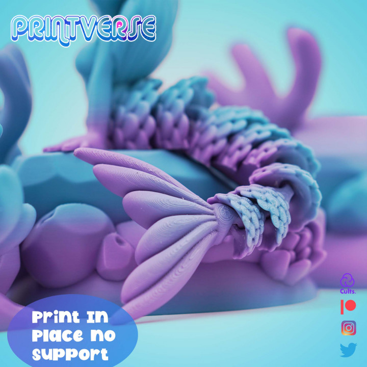 3D Printable Flexy Print In Place Cute Mermaid by Printverse
