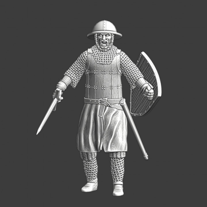 3D Printable Medieval Infantryman advancing by Northern Crusades Miniatures