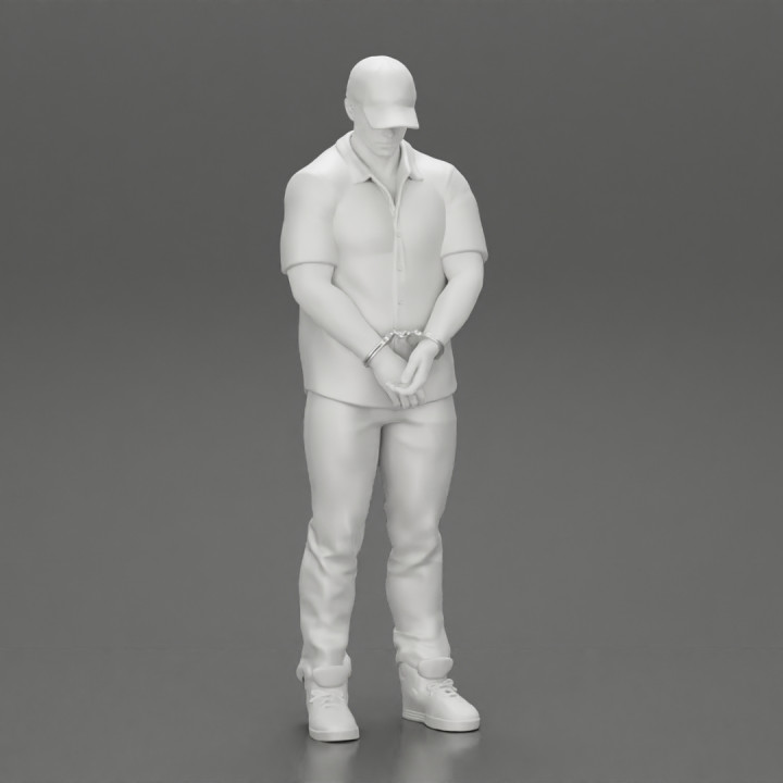 3D Printable handcuff man in cap standing by 3DGeschaft Miniatures Figures