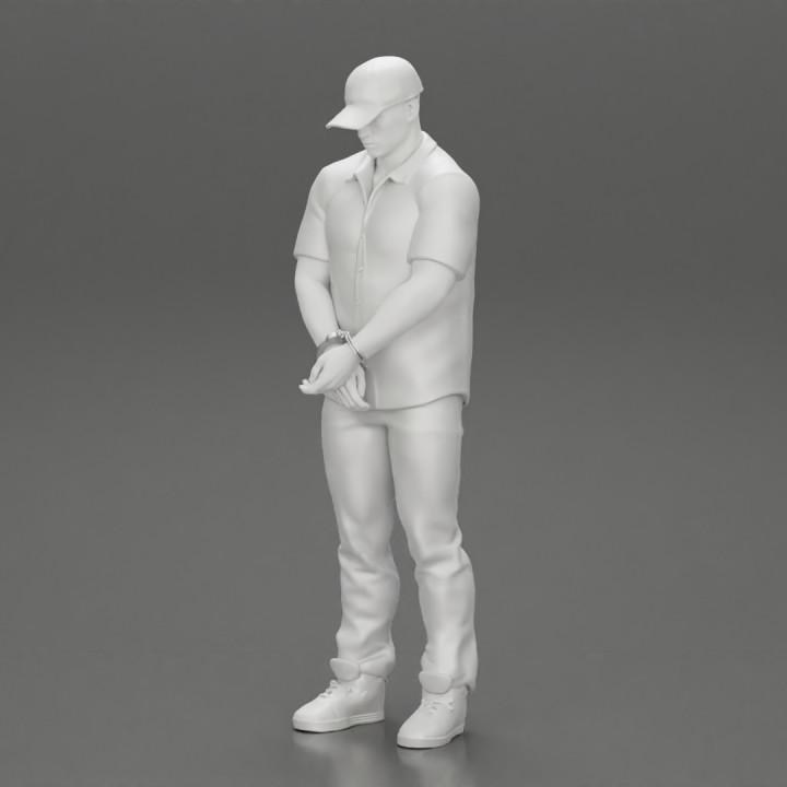 3D Printable handcuff man in cap standing by 3DGeschaft Miniatures Figures