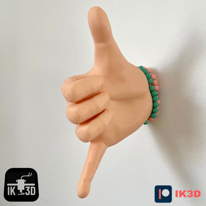 3D Printable SHAKA HAND SURFER WALL MOUNTED - NO SUPPORTS by IK3D