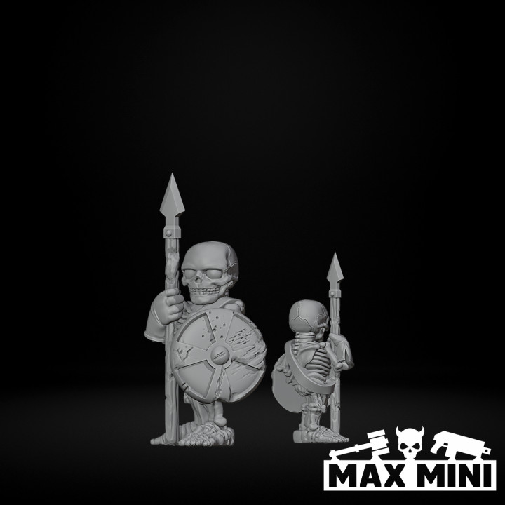 3D Printable Halfling Undead Skeleton Spears by Max Mini