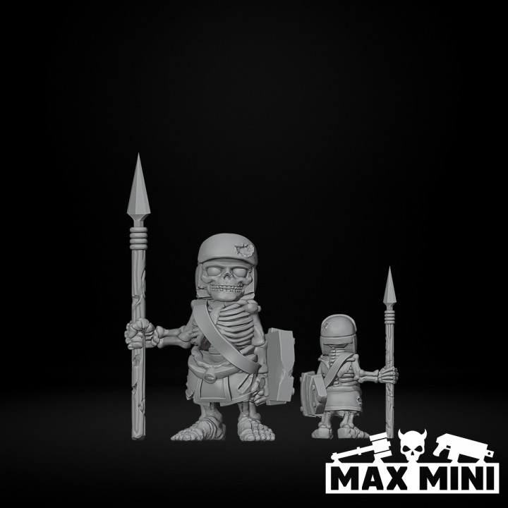 3D Printable Halfling Undead Skeleton Spears by Max Mini