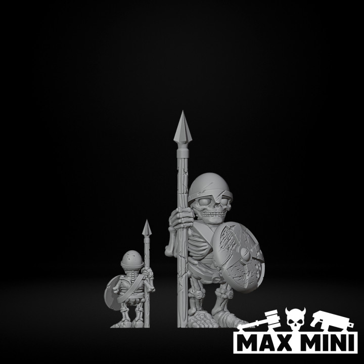 3D Printable Halfling Undead Skeleton Spears by Max Mini