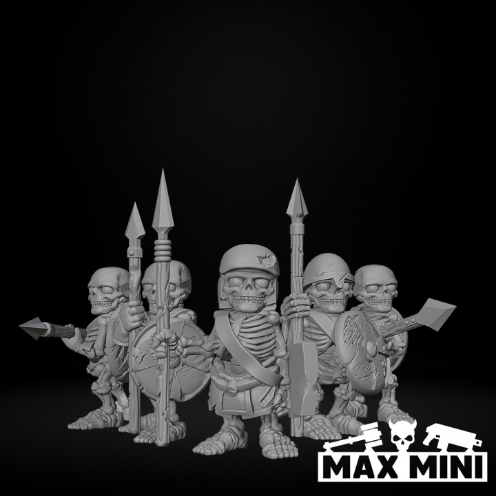 3D Printable Halfling Undead Skeleton Spears by Max Mini