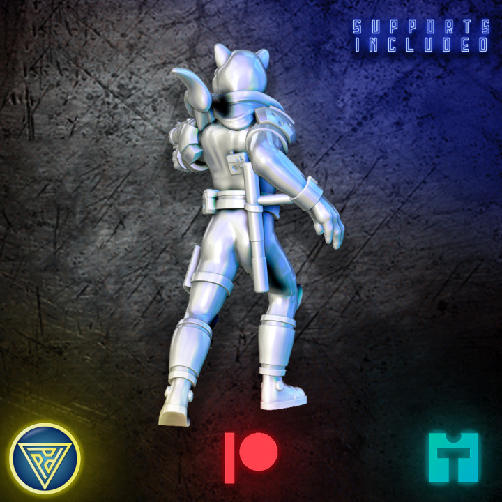 3D Printable Space Catfolk Inquisitive Set by Print Paint Play