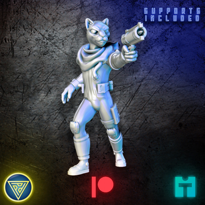 3D Printable Space Catfolk Inquisitive Set by Print Paint Play