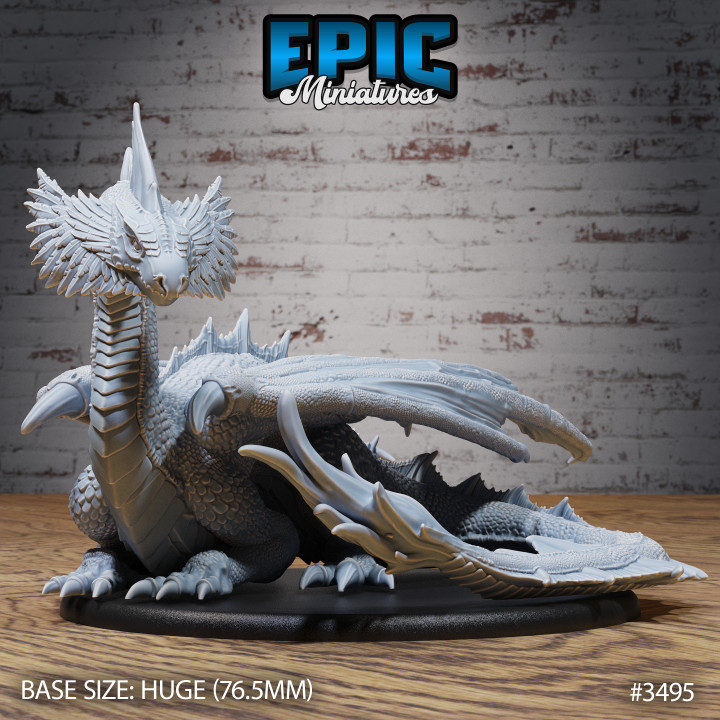 3D Printable Mirage Dragon Laying / Legendary Drake / Winged Mountain ...