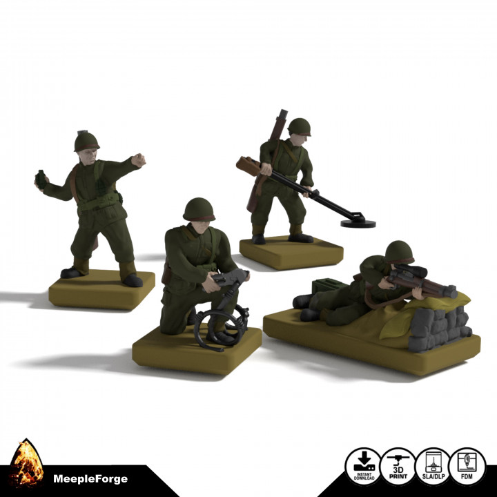 3D Printable American Infantry Specialists Grenadier Engineer Sniper ...