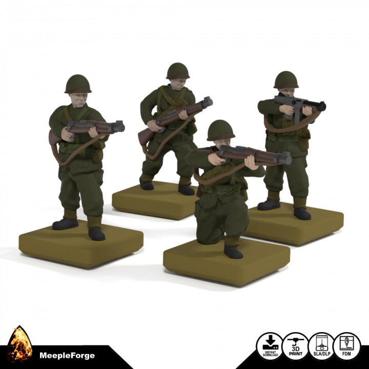 3D Printable American Infantry WW2 15mm Scale by Andy at MeepleForge