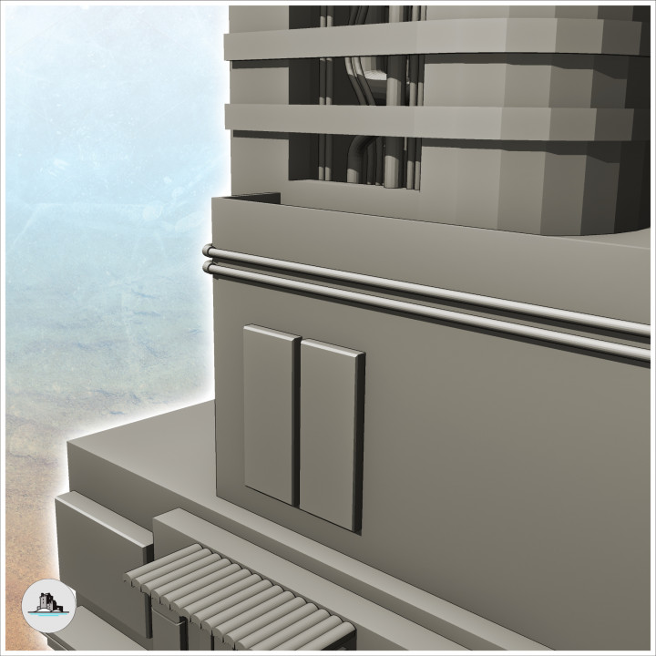 3D Printable Futuristic store with terrace and advertising panels on ...