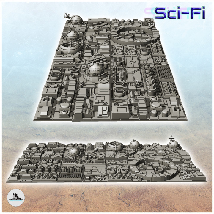 3D Printable Large set of futuristic tiles for base or death star with ...