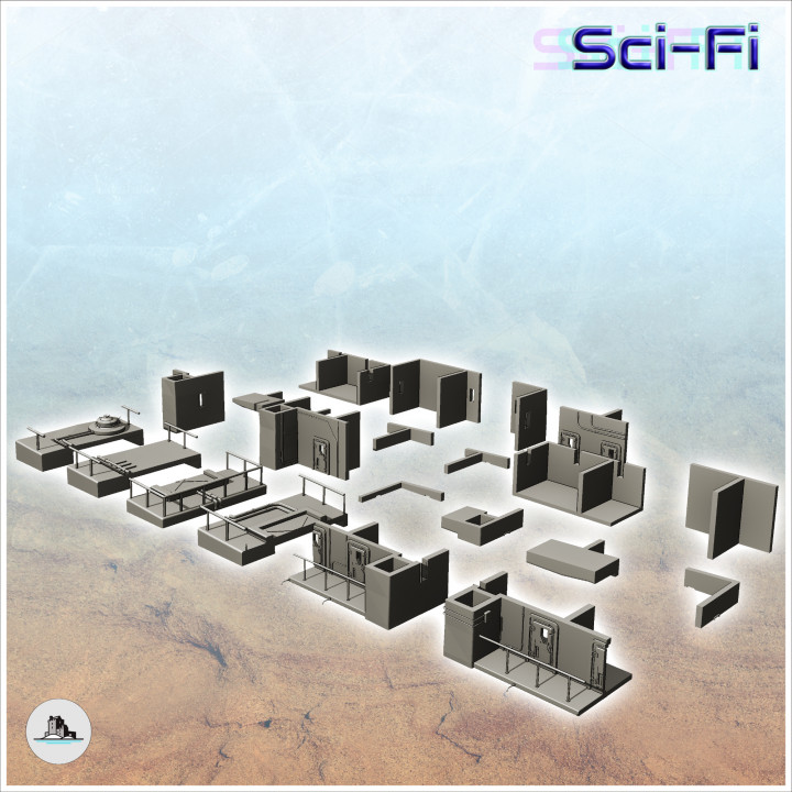 3D Printable Futuristic prison with armored doors and outdoor ...