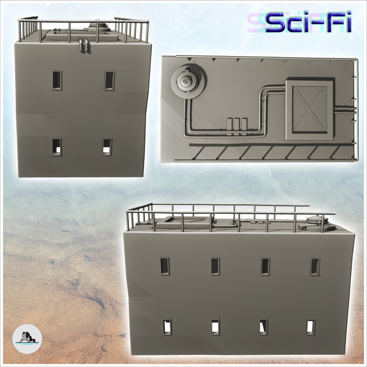 3D Printable Futuristic prison with armored doors and outdoor ...