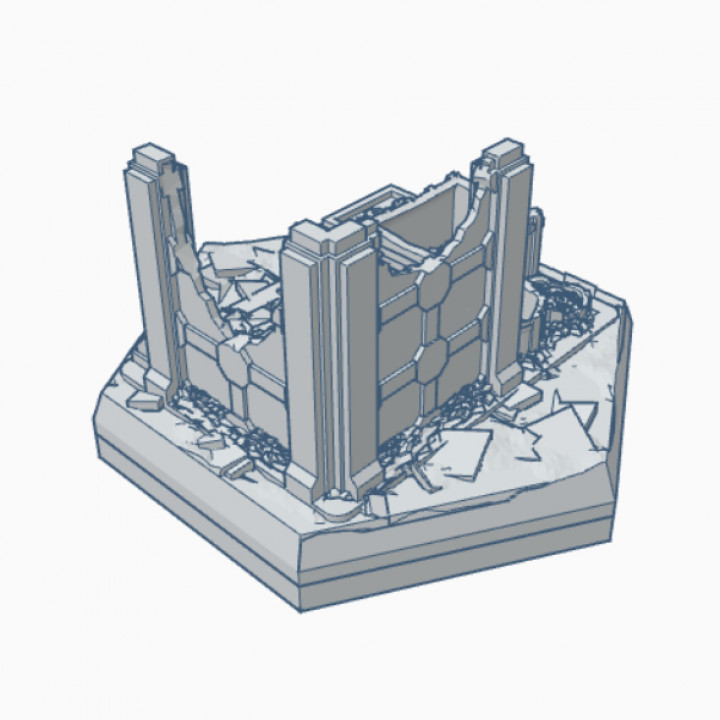 3D Printable Ruined Mech Garage Hex Map Scale HMSMilR021 by Wargame Forge