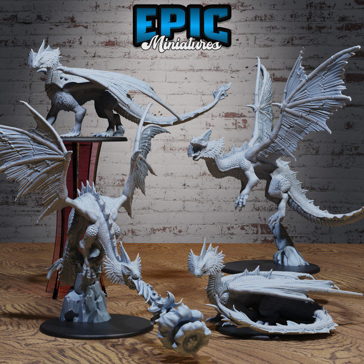 3D Printable Mirage Dragon Set / Legendary Drake / Winged Mountain ...