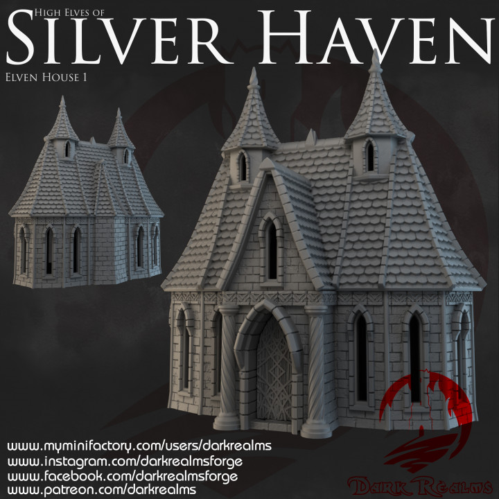3D Printable Dark Realms - Silver Haven - House 1 by Dark Realms Forge