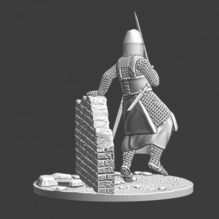 3D Printable Medieval Knight jumping over wall by Northern Crusades ...