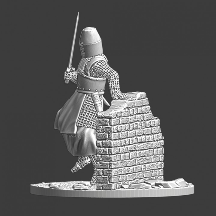 3D Printable Medieval Knight jumping over wall by Northern Crusades ...