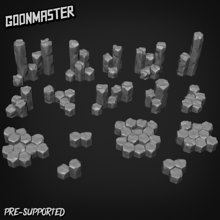 3D Printable Basing Bits 146 - Basalt Coloumns by Goon Master