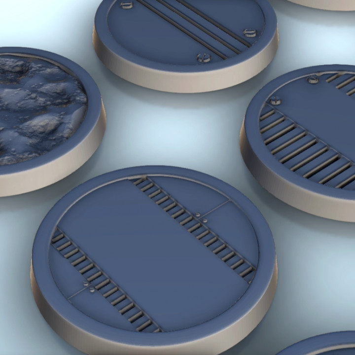 3D Printable Set of nine Sci-Fi rounded bases 1 (+ supported versions ...